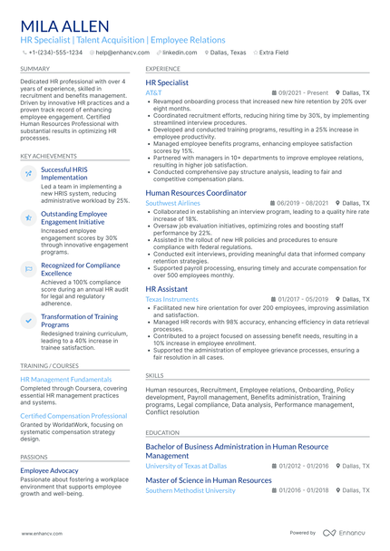 33 Human Resources Resume Examples & Guide for 2025