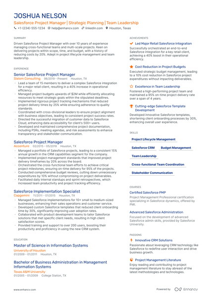 5 Salesforce Project Manager Resume Examples & Guide for 2024