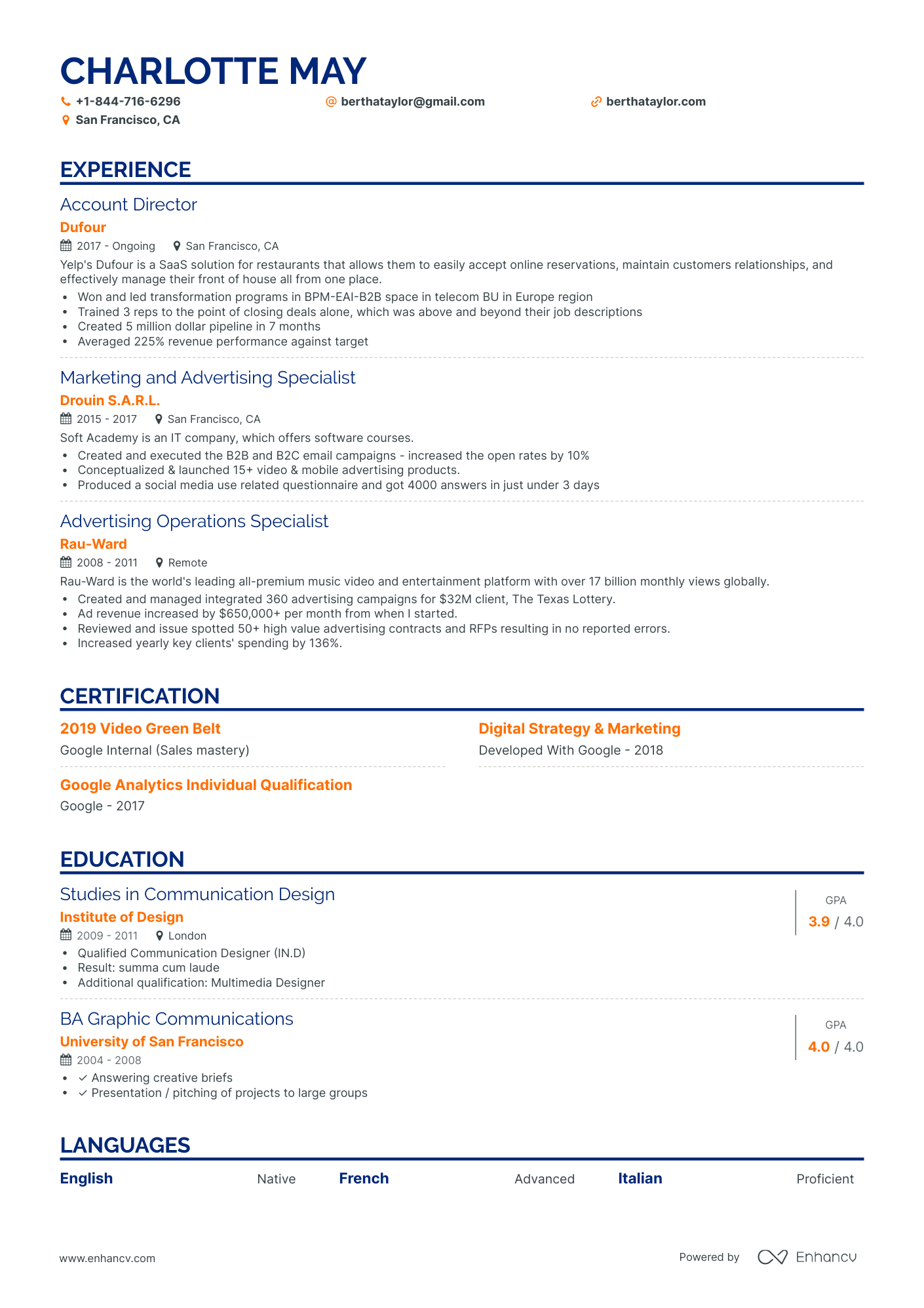 Advertising Resume Samples + Pro tips (Layout, Skills, Keywords & Job ...