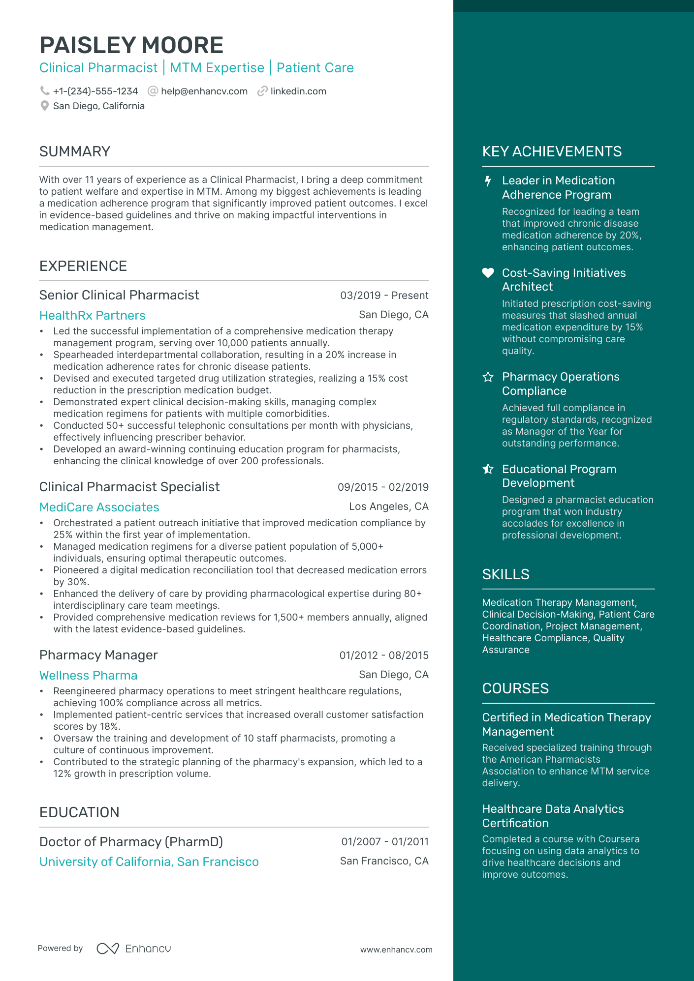 10 Clinical Pharmacist Resume Examples & Guide for 2026