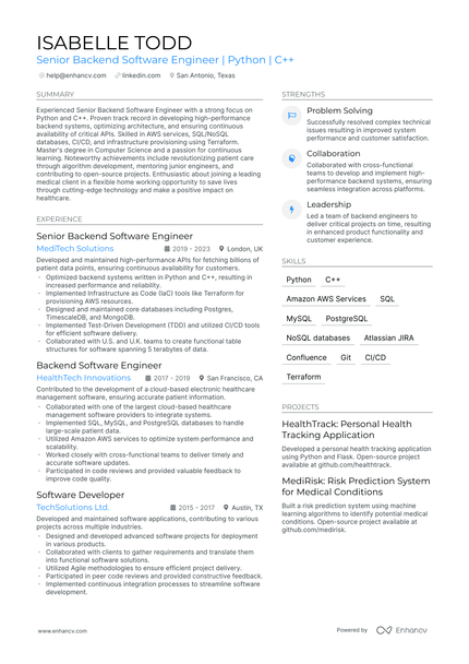 5 Backend Engineer Resume Examples & Guide for 2024
