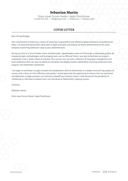9 Professional Scrum Master Cover Letter Examples and Template for 2026 ...