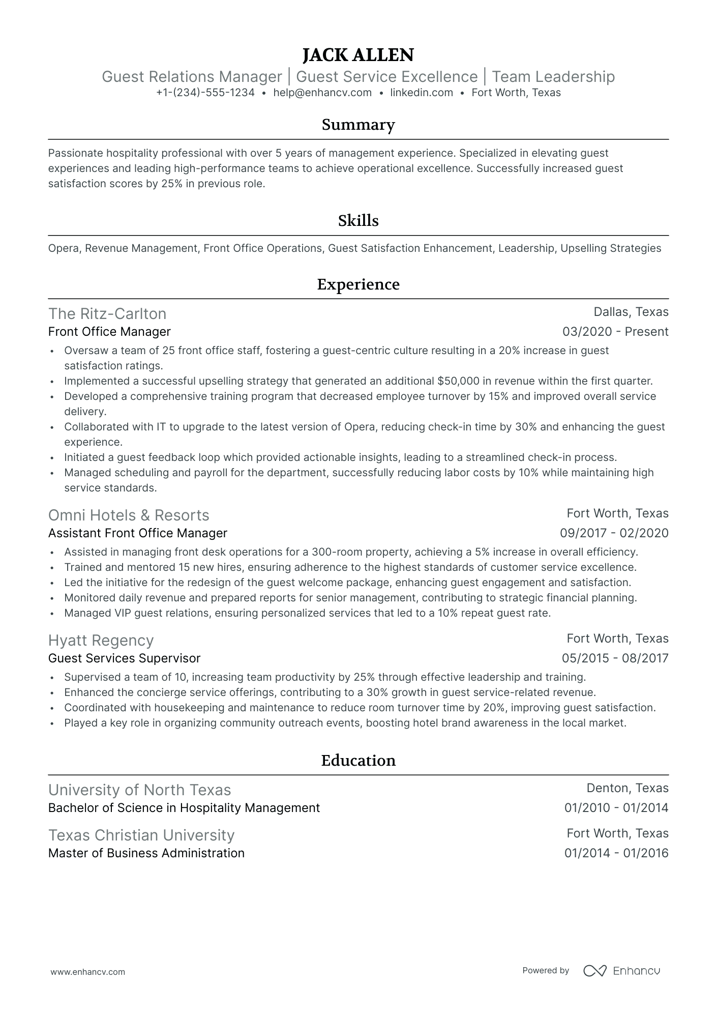 10 Guest Relations Manager Resume Examples & Guide for 2026