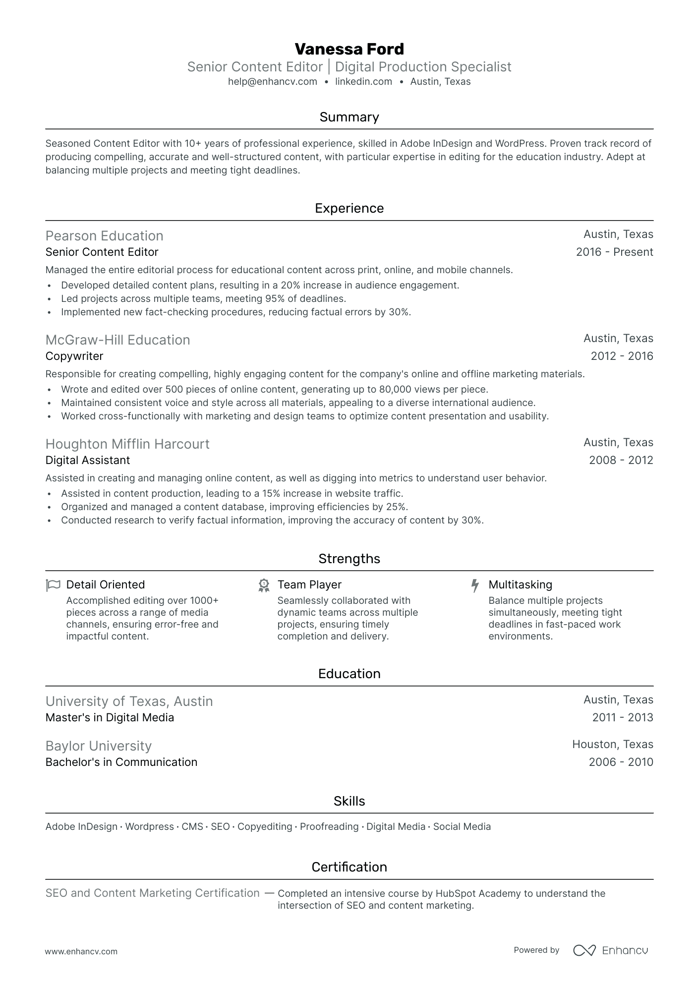 5 Content Editor Resume Examples & Guide for 2024