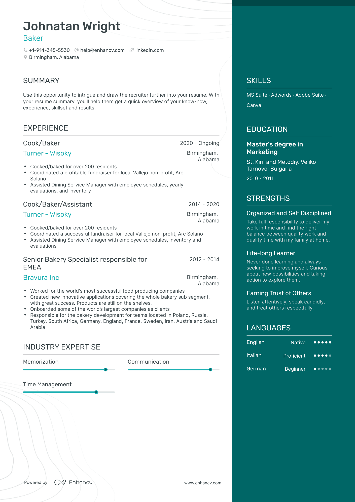 Baker Resume Examples & Guide for 2023 (Layout, Skills, Keywords & Job ...