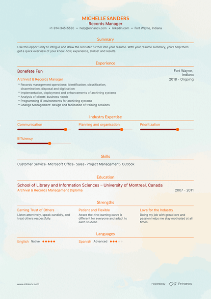 Records Manager Resume Examples & Guide for 2023 (Layout, Skills ...