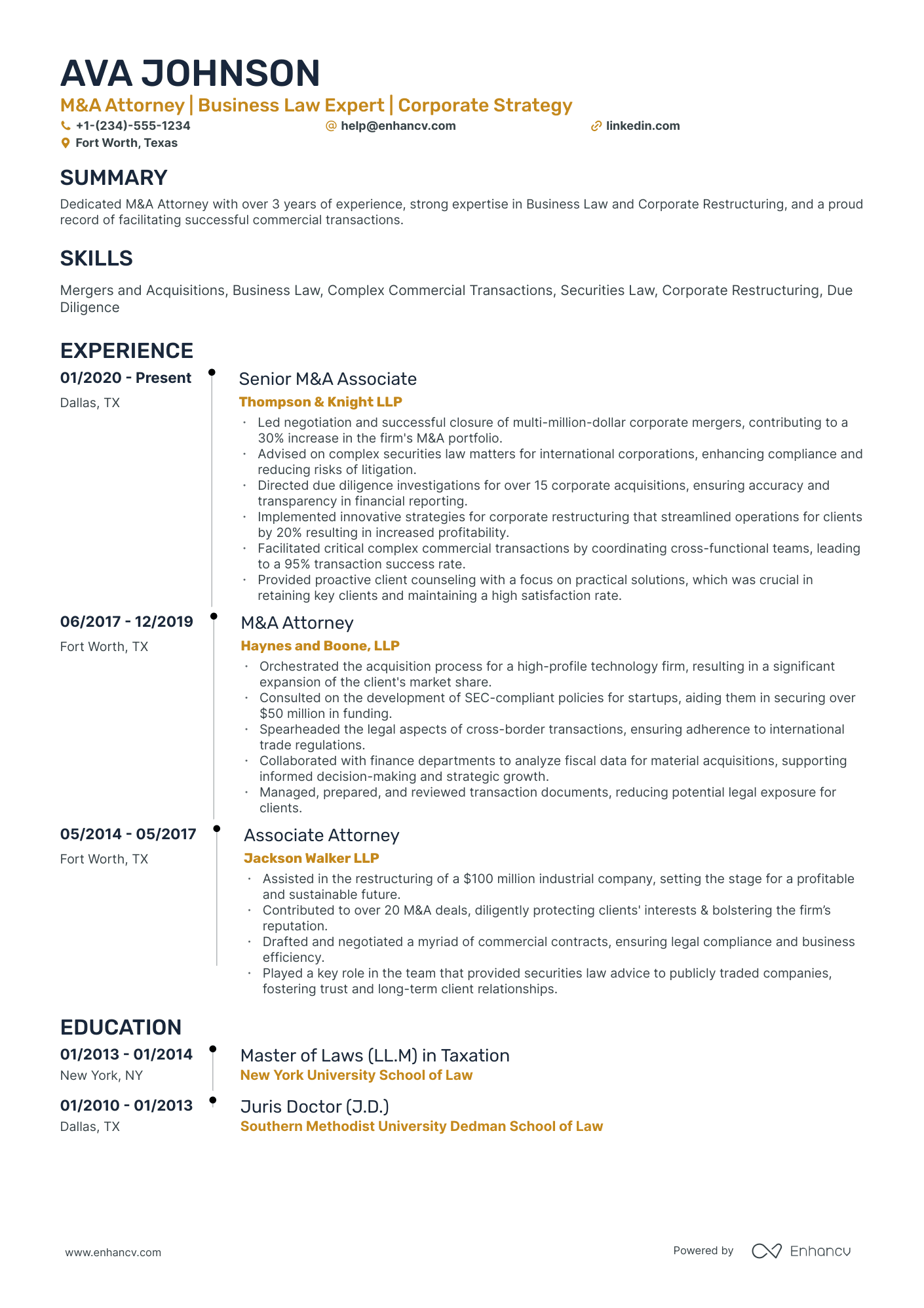 10 M&A Lawyer Resume Examples & Guide for 2026