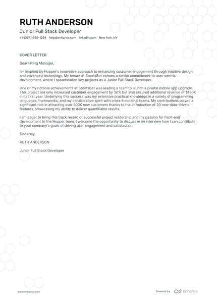 11 Professional Full Stack Developer Cover Letter Examples and Template ...