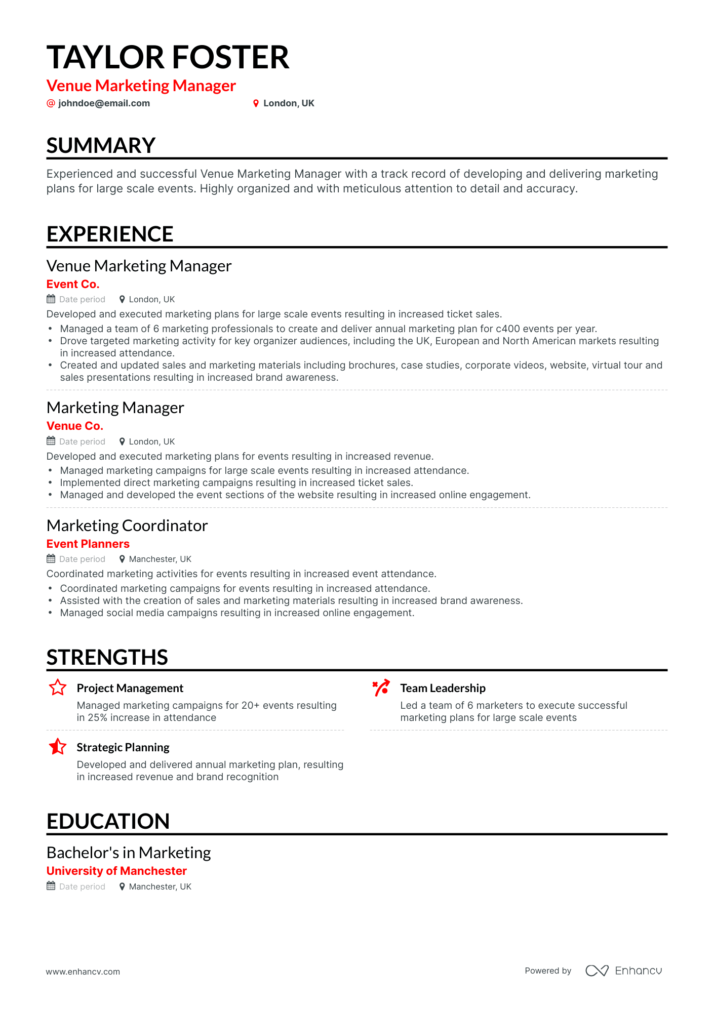 5 Venue Manager Resume Examples & Guide for 2024