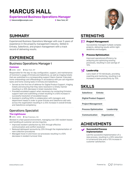 5 Business Operations Manager Resume Examples & Guide for 2024