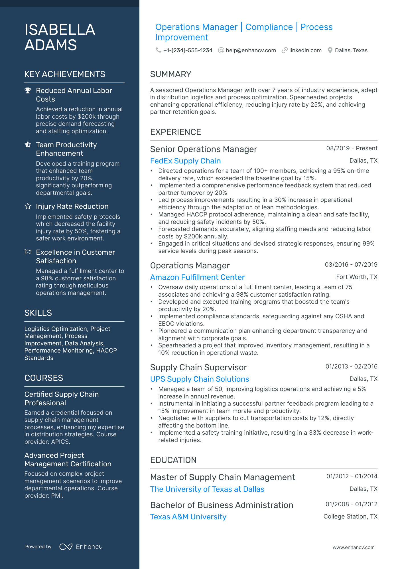 10 Transportation Operations Manager Resume Examples & Guide for 2025