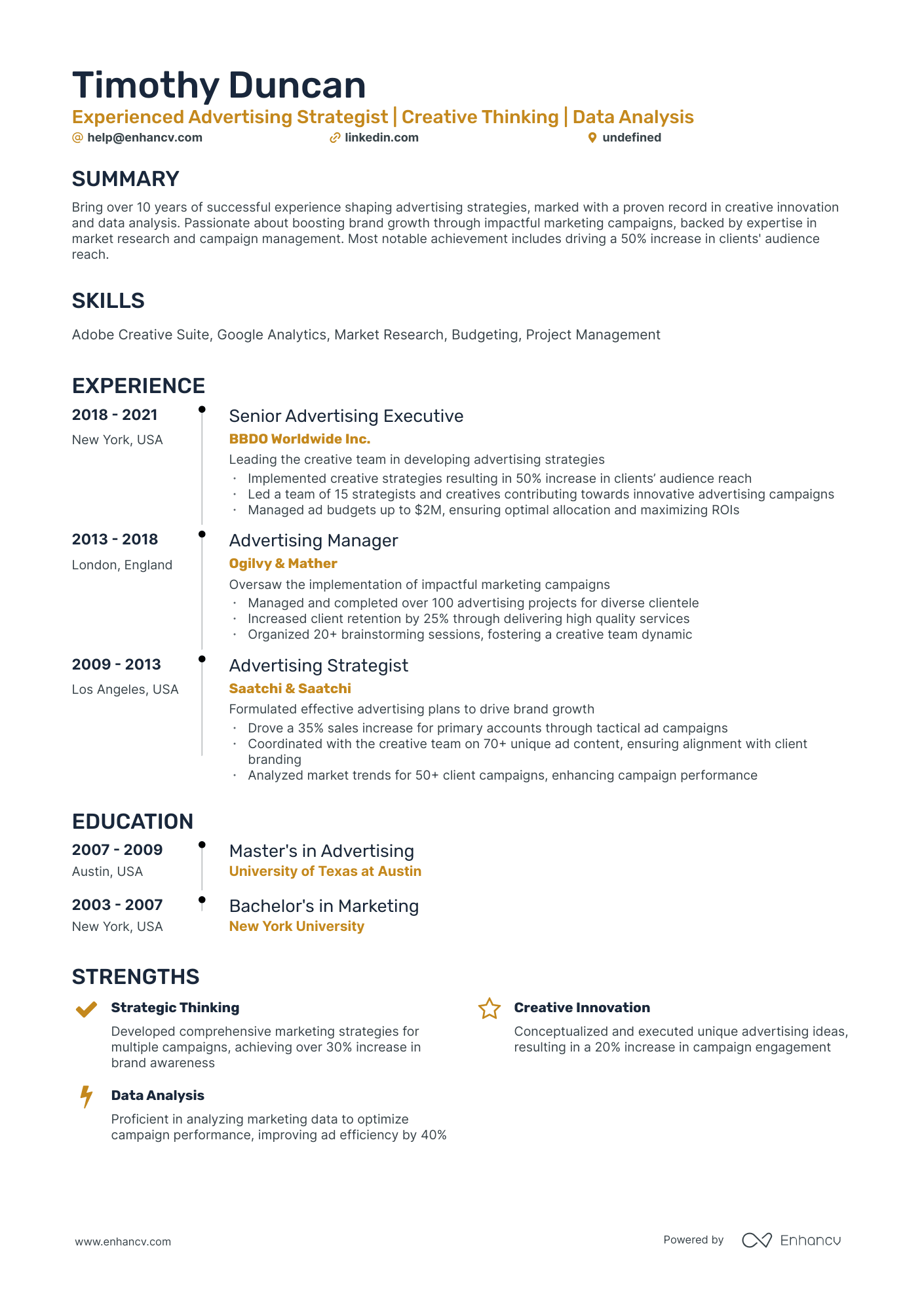 10 Advertising Agency Resume Examples & Guide for 2026