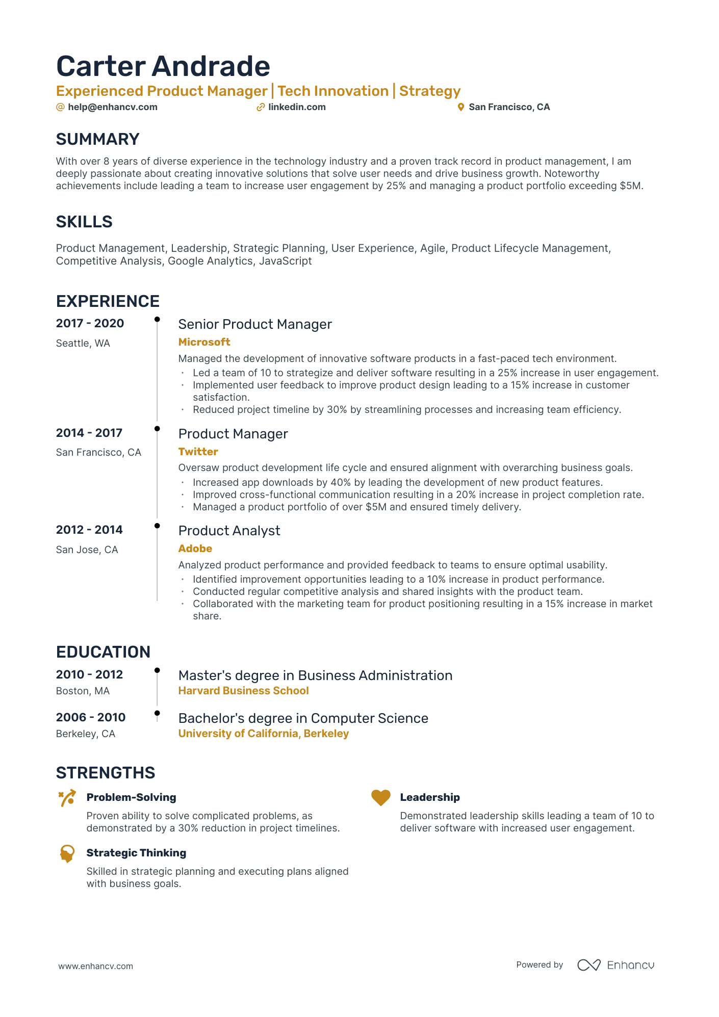 10 Google Product Manager Resume Examples & Guide for 2026