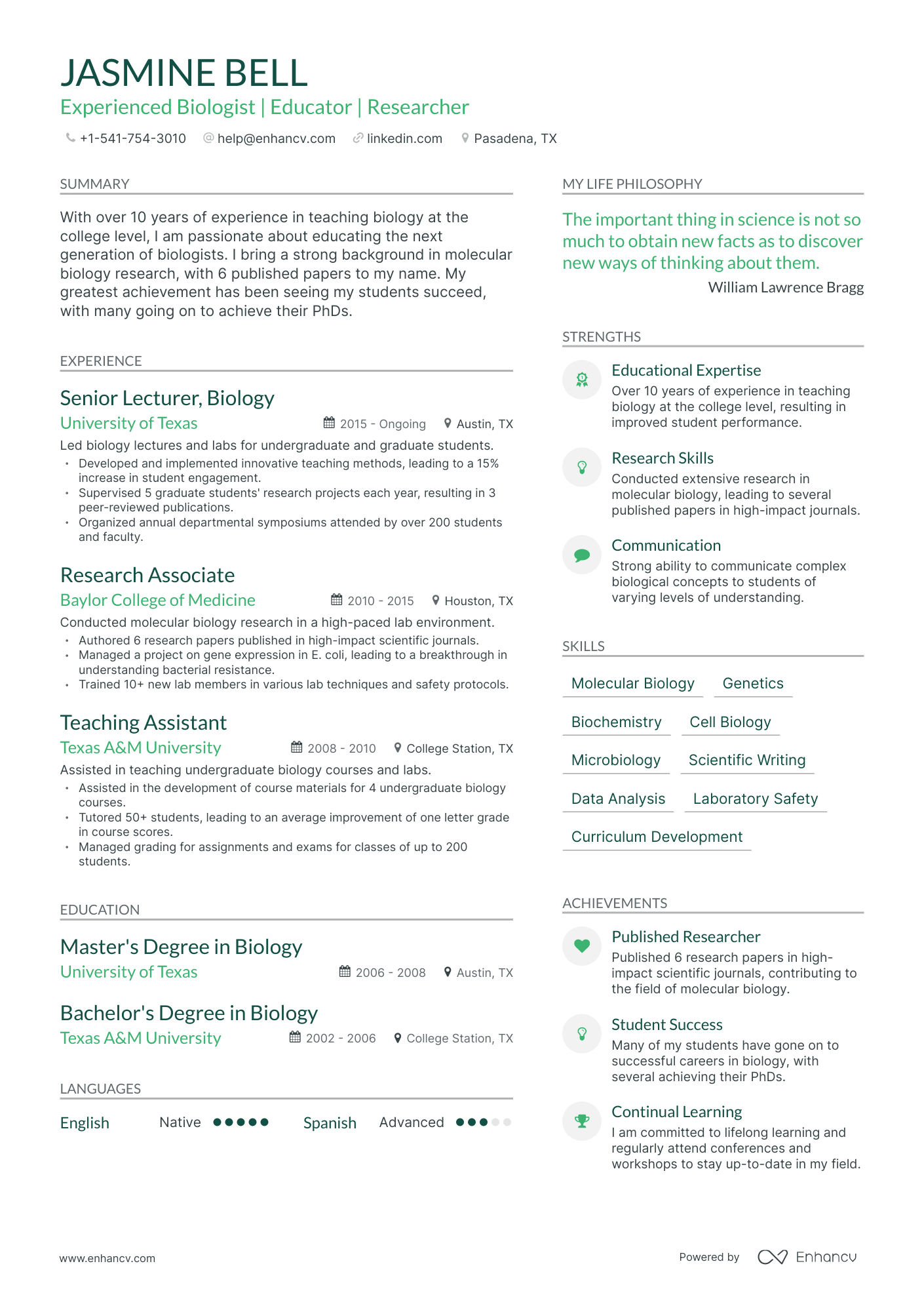 5 Biology Resume Examples & Guide for 2024