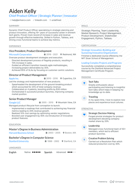 10 Chief Product Officer Resume Examples & Guide for 2025