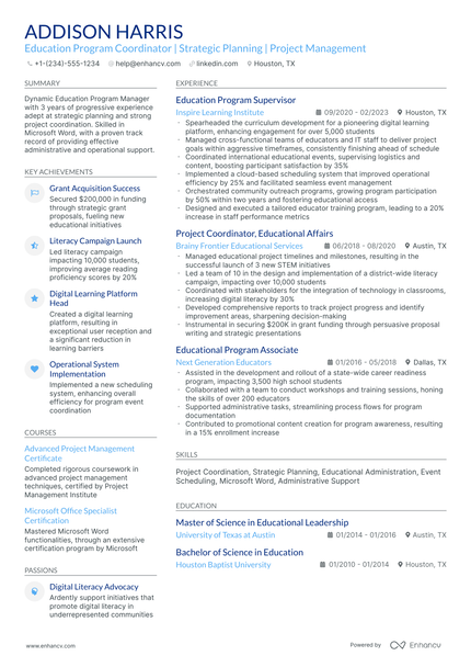 10 Education Program Manager Resume Examples & Guide for 2026