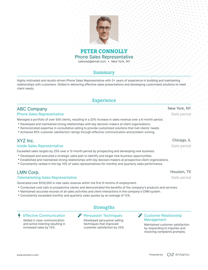 5 Phone Sales Resume Examples & Guide for 2023