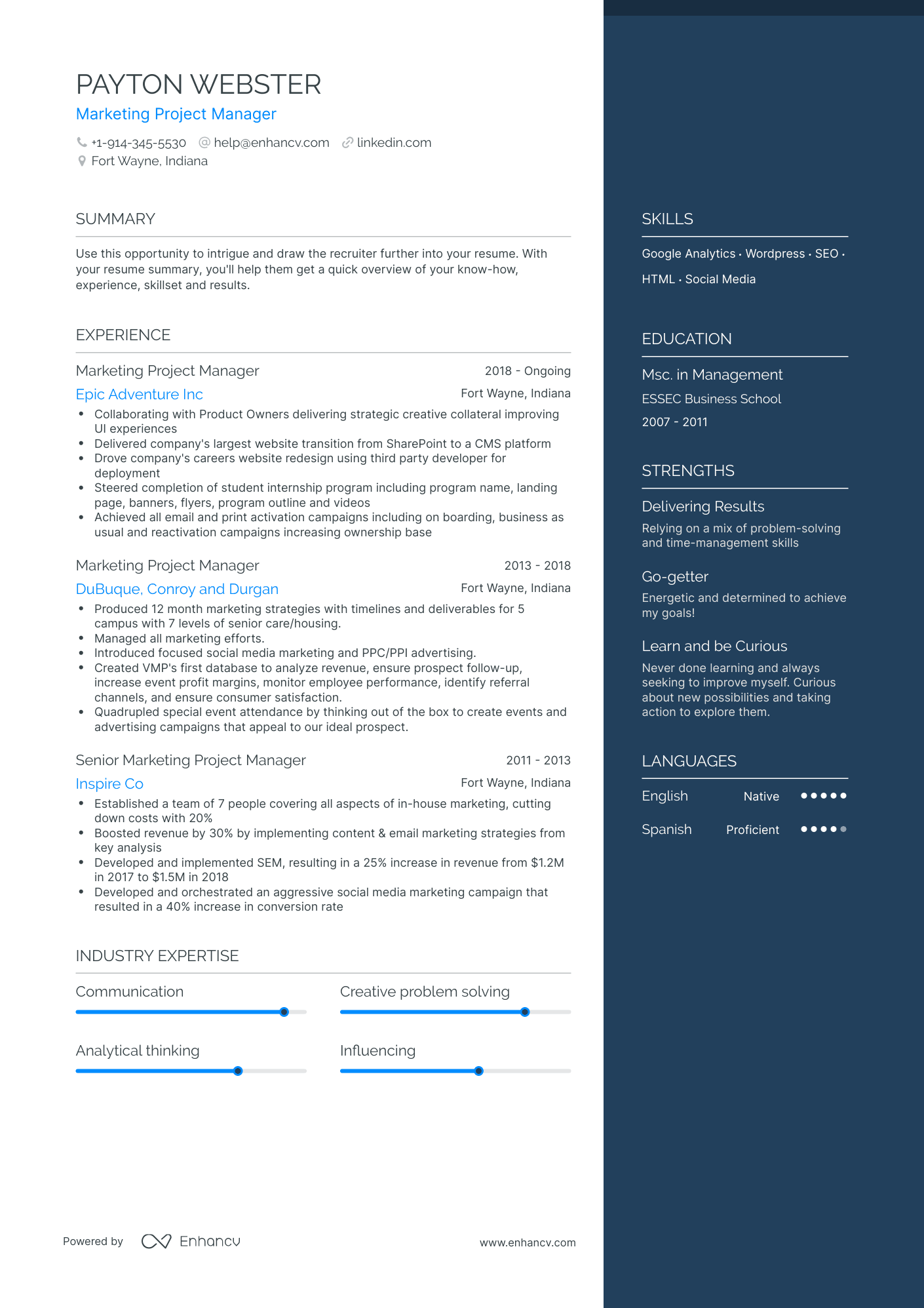 Marketing Project Manager Resume Examples & Guide for 2023 (Layout ...