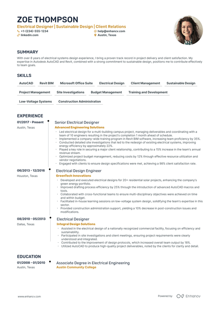 5 Electrical Designer Resume Examples & Guide for 2024