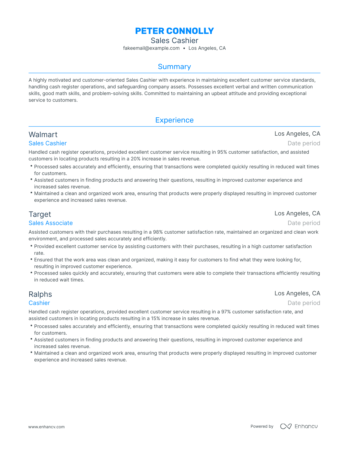 5 Sales Cashier Resume Examples & Guide for 2024