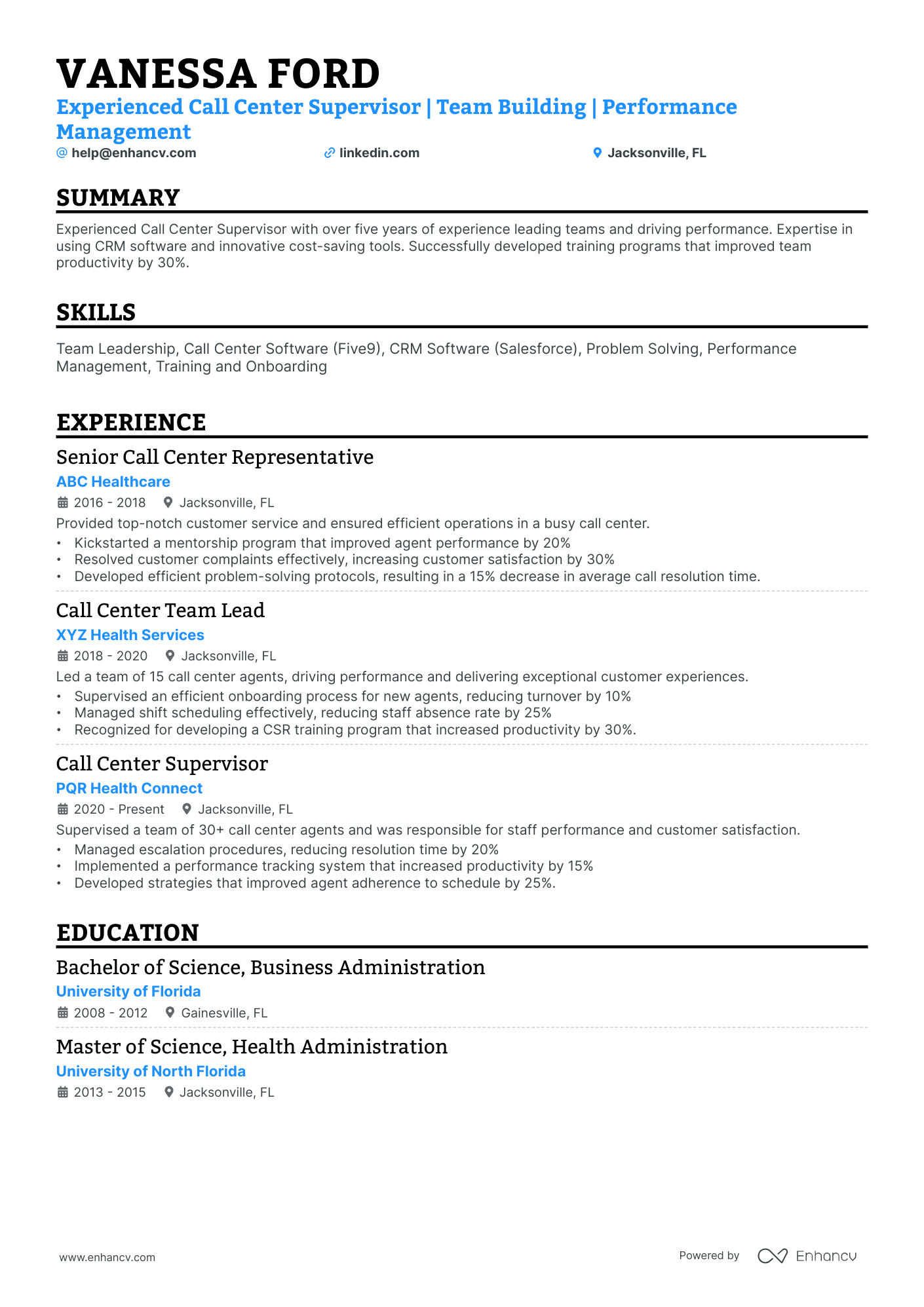10 Call Center Supervisor Resume Examples & Guide for 2026