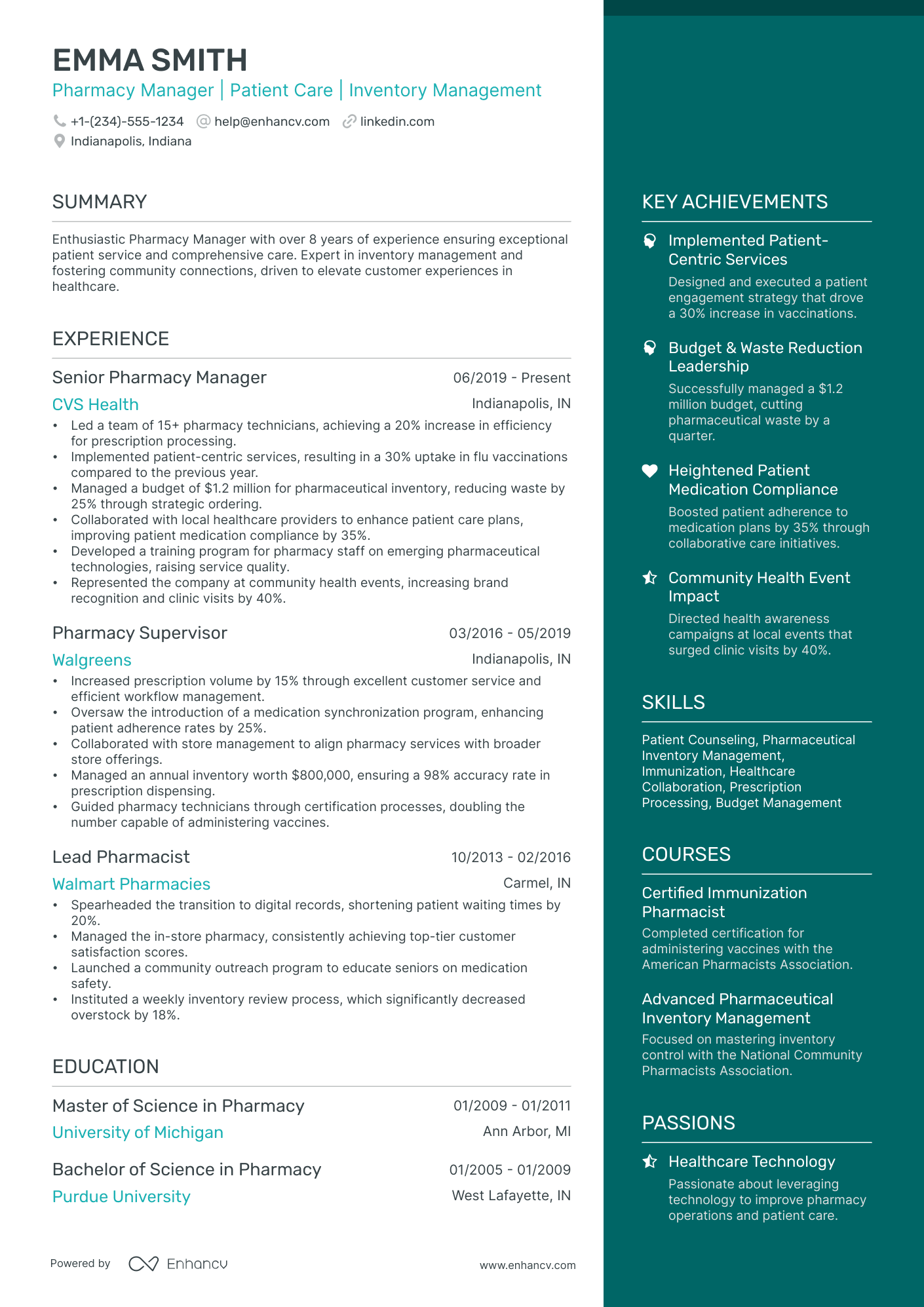 10 Pharmacy Manager Resume Examples & Guide for 2026