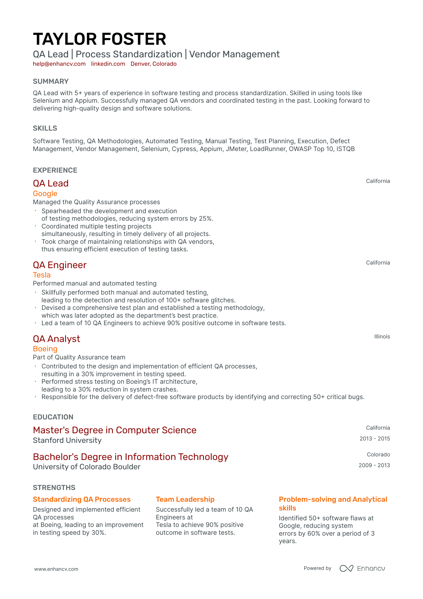 10 QA Lead Resume Examples & Guide for 2025