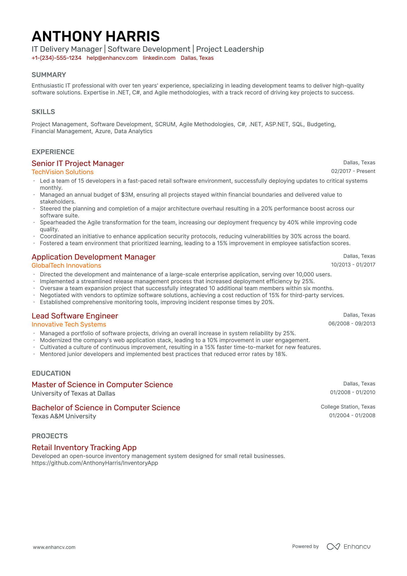 5 IT Delivery Manager Resume Examples & Guide for 2024