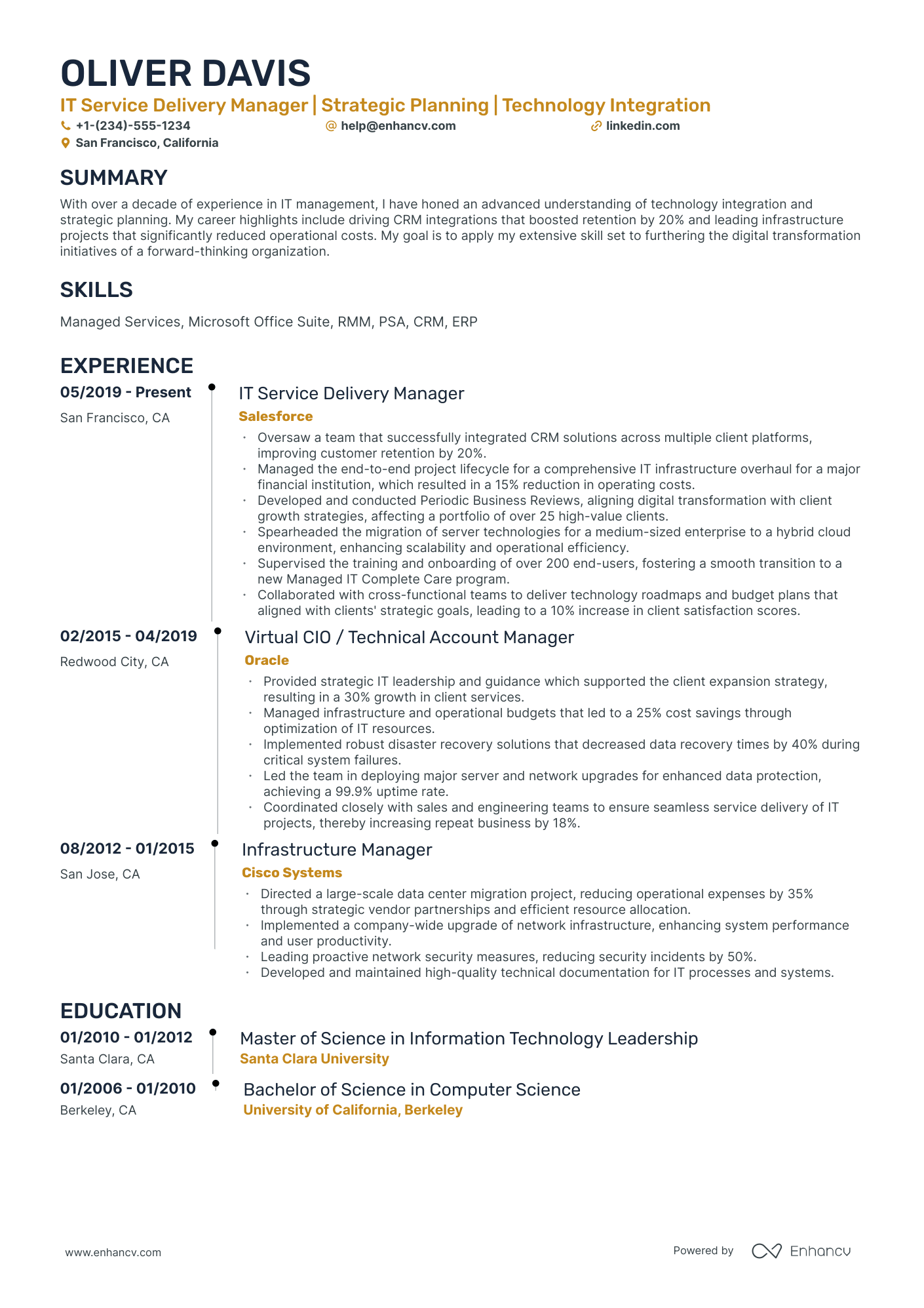 10 IT Service Delivery Manager Resume Examples & Guide for 2025