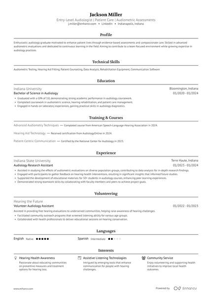 7 Audiologist Resume Examples & Guide for 2026