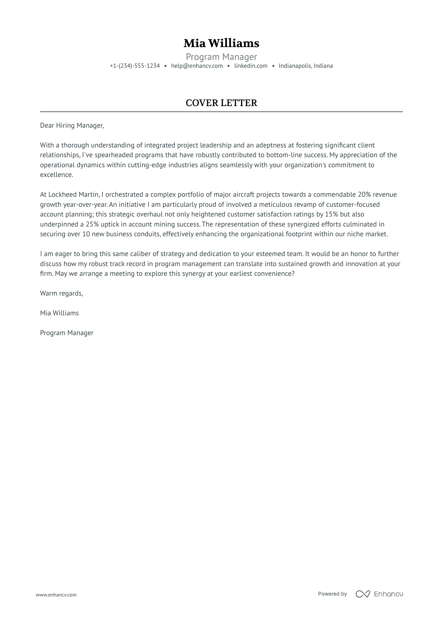 17 Professional Program Manager Cover Letter Examples and Template for ...