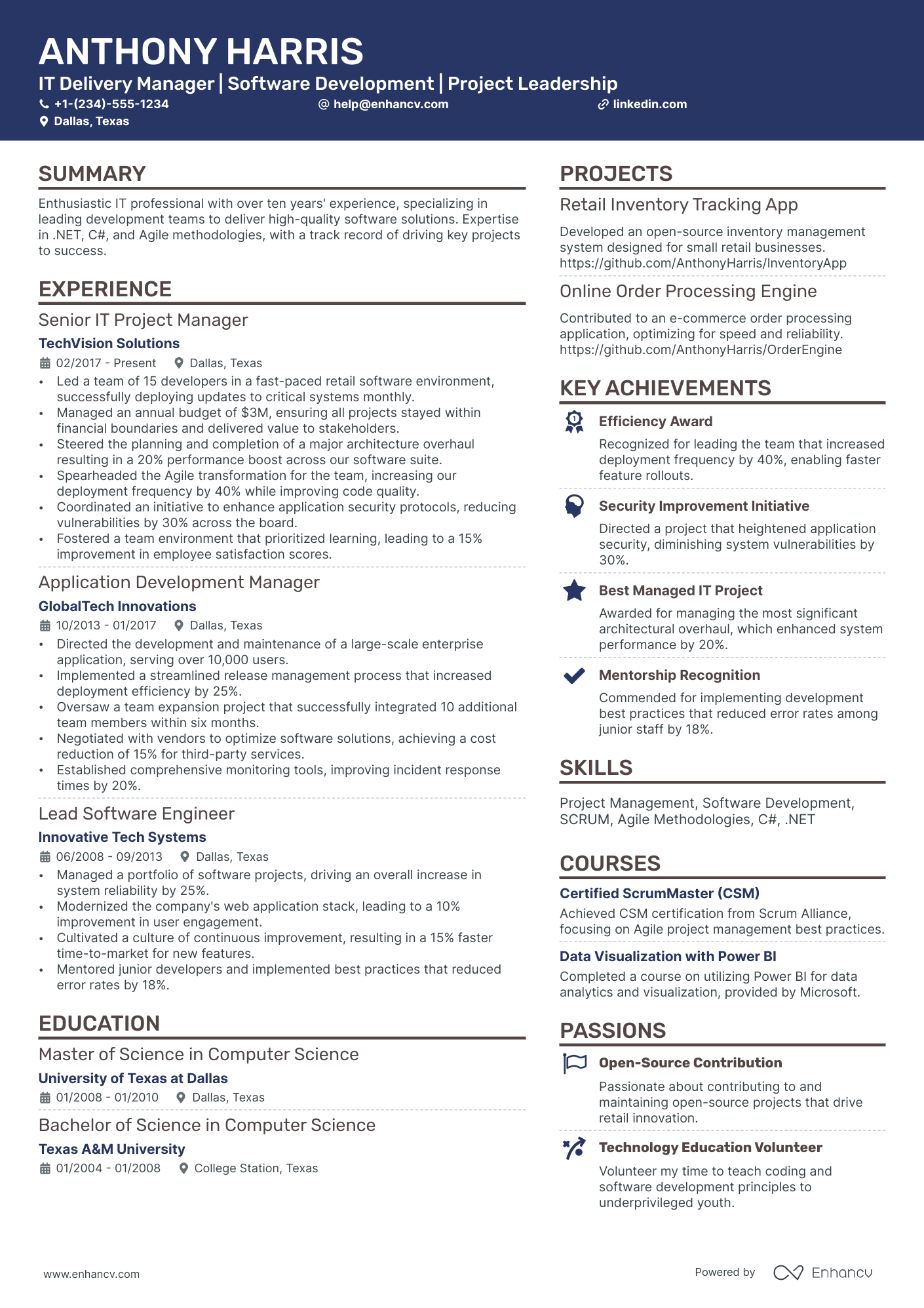 10 IT Delivery Manager Resume Examples & Guide for 2026