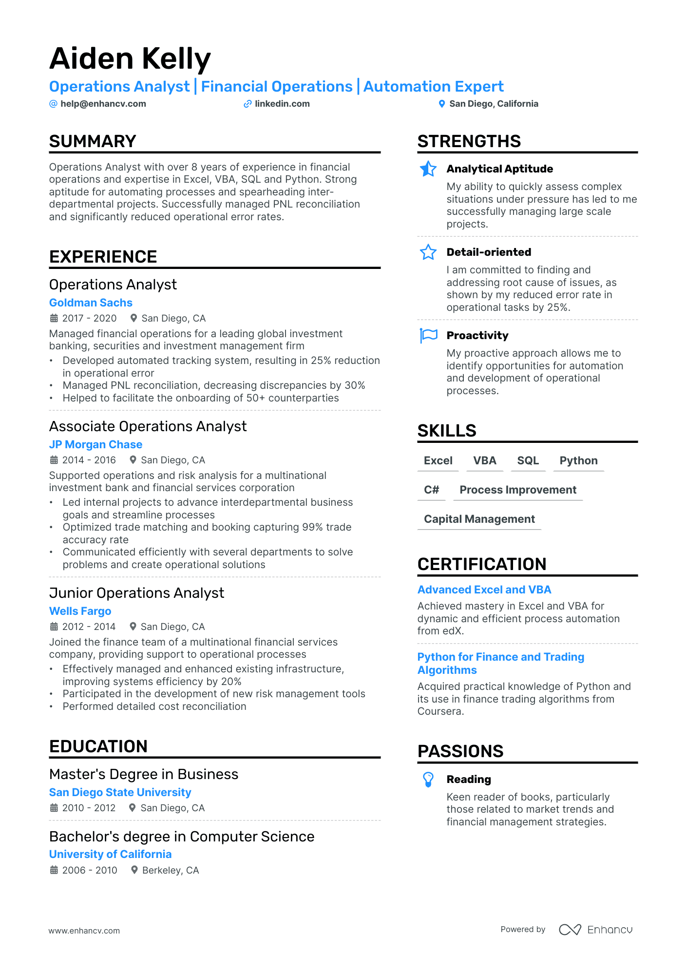 5 Operations Analyst Resume Examples & Guide for 2024