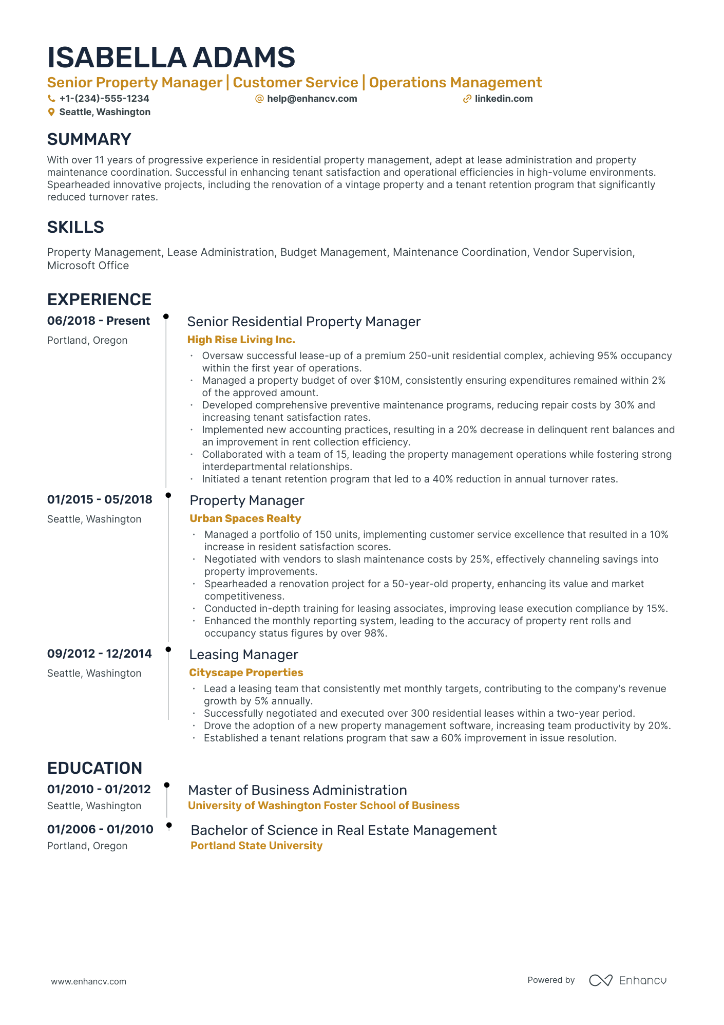 10 Residential Property Manager Resume Examples & Guide for 2026