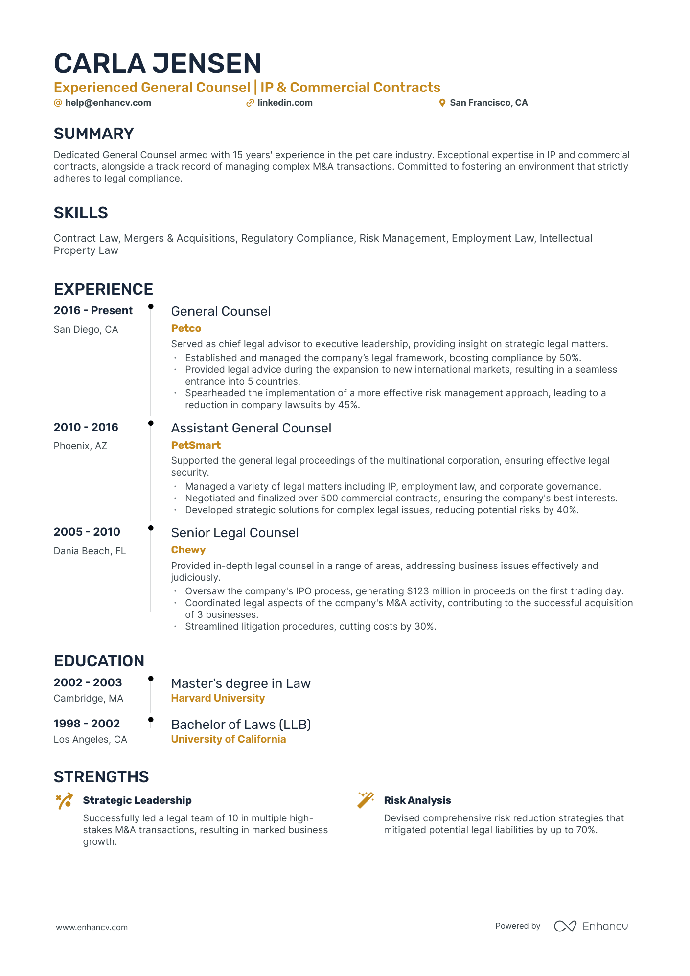 10 General Counsel Resume Examples & Guide for 2026