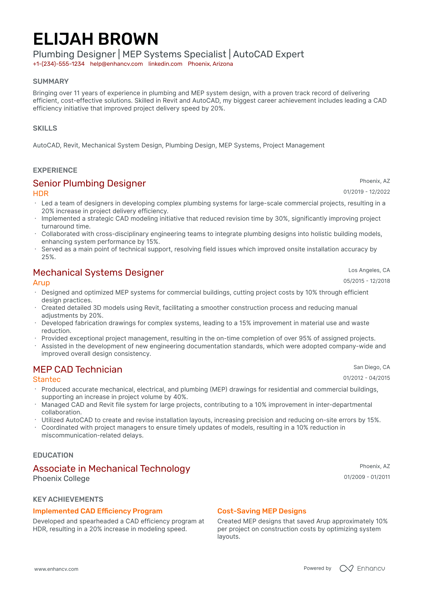 10 Plumbing Designer Resume Examples & Guide for 2026