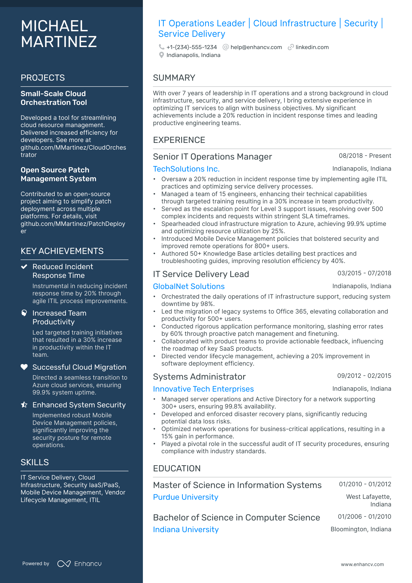 10 IT Operations Manager Resume Examples & Guide for 2025