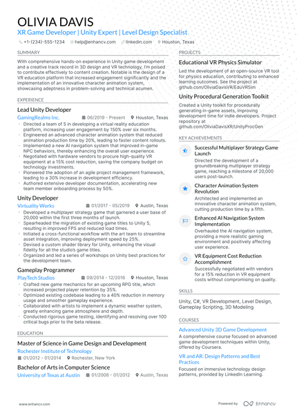 10 Game Developer Resume Examples & Guide for 2026