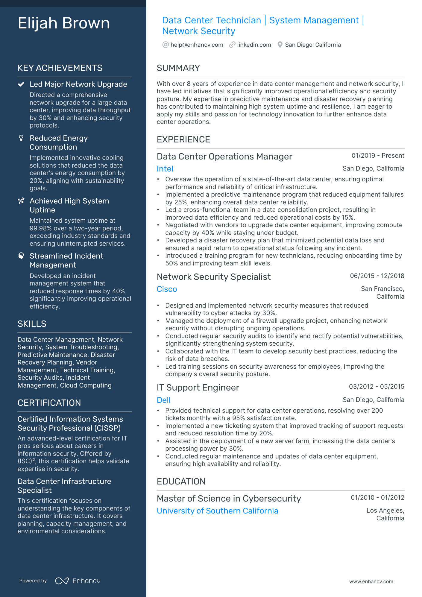 6 Data Center Technician Resume Examples & Guide for 2025