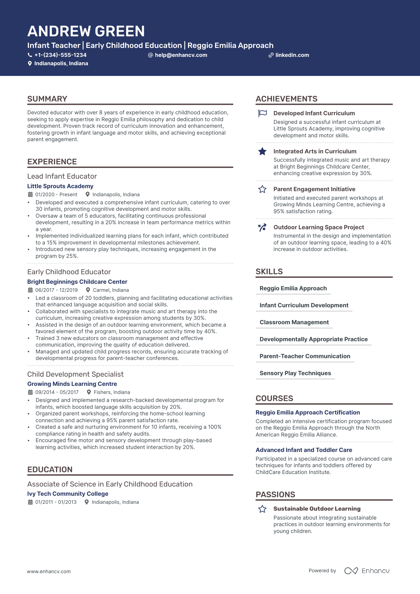 5 Infant Teacher Resume Examples & Guide for 2024