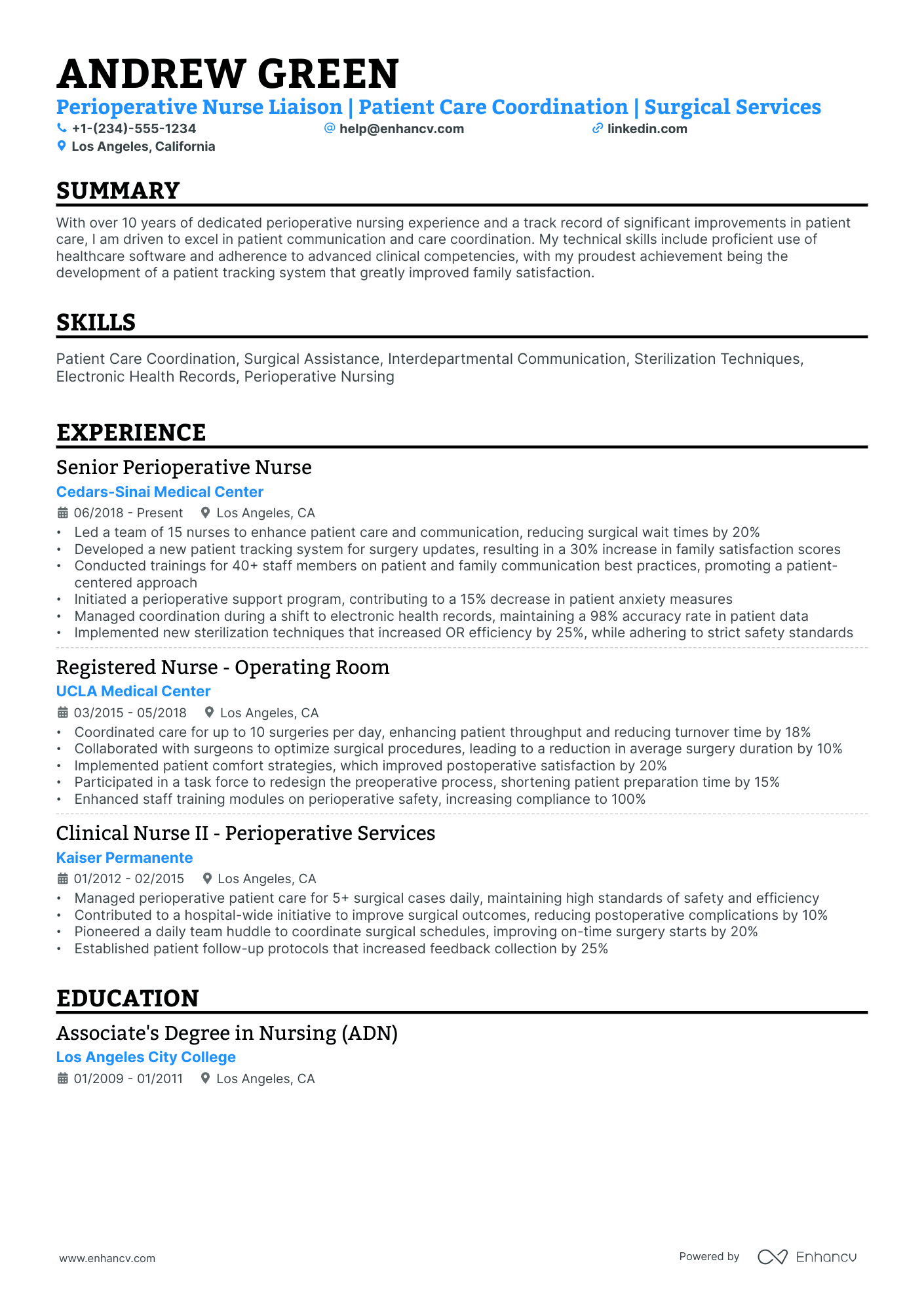 10 Perioperative Nurse Resume Examples & Guide for 2026