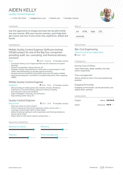 Quality Control Engineer Resume Examples & Guide for 2023 (Layout ...