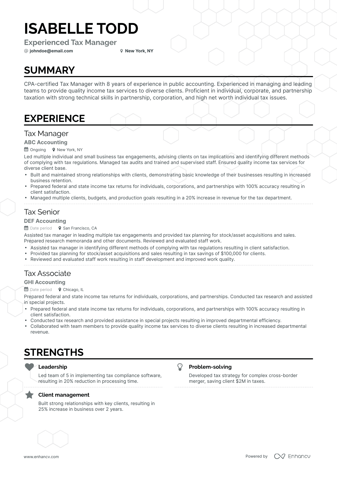 5 Tax Manager Resume Examples & Guide for 2023