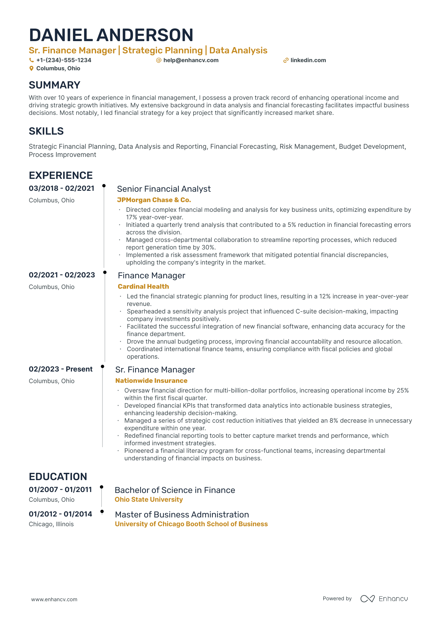 10 Senior Finance Manager Resume Examples & Guide for 2025