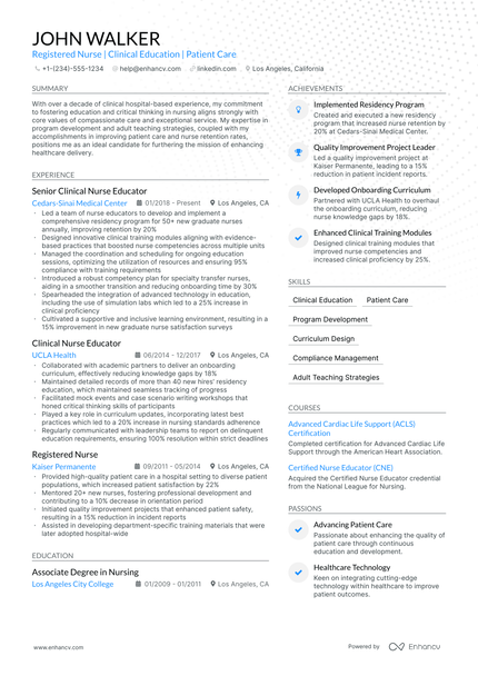 5 Nurse Educator Resume Examples & Guide for 2024