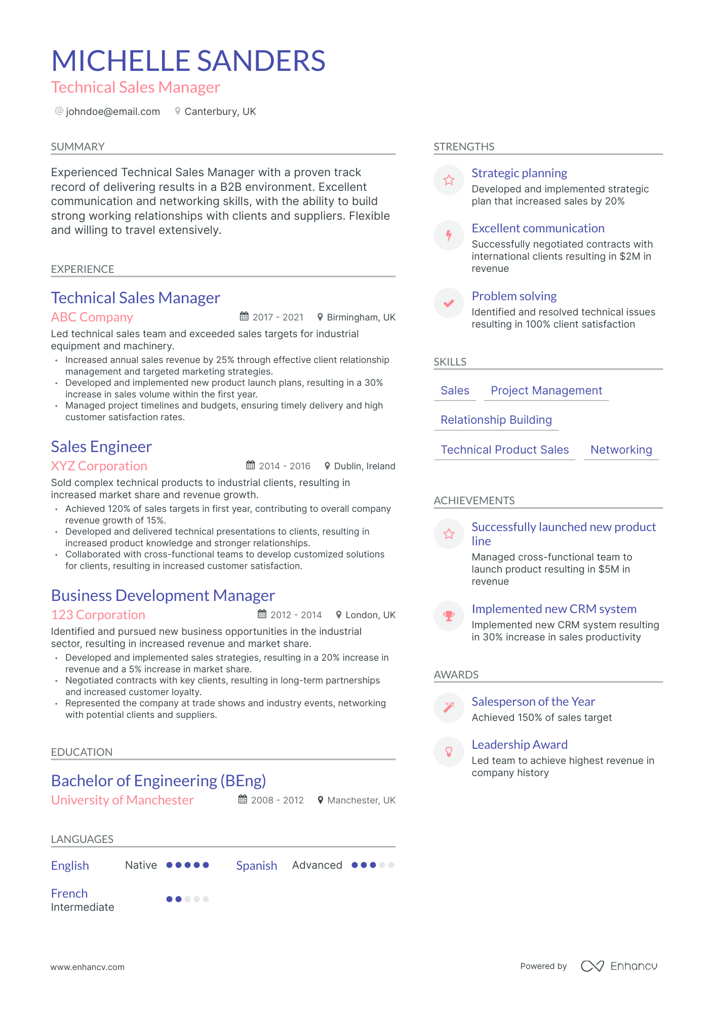 5 Technical Sales Manager Resume Examples & Guide for 2024