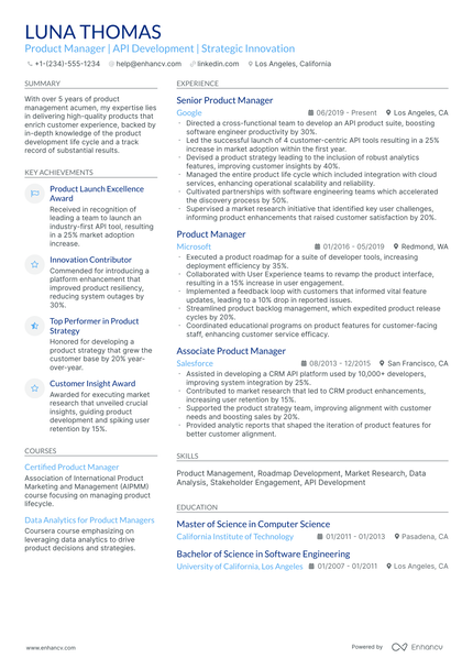 10 API Product Manager Resume Examples & Guide for 2025