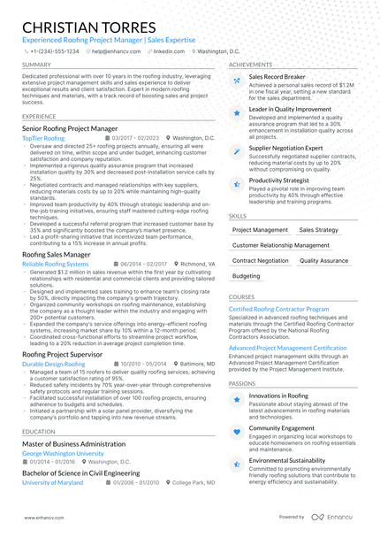 5 Roofing Project Manager Resume Examples & Guide for 2024
