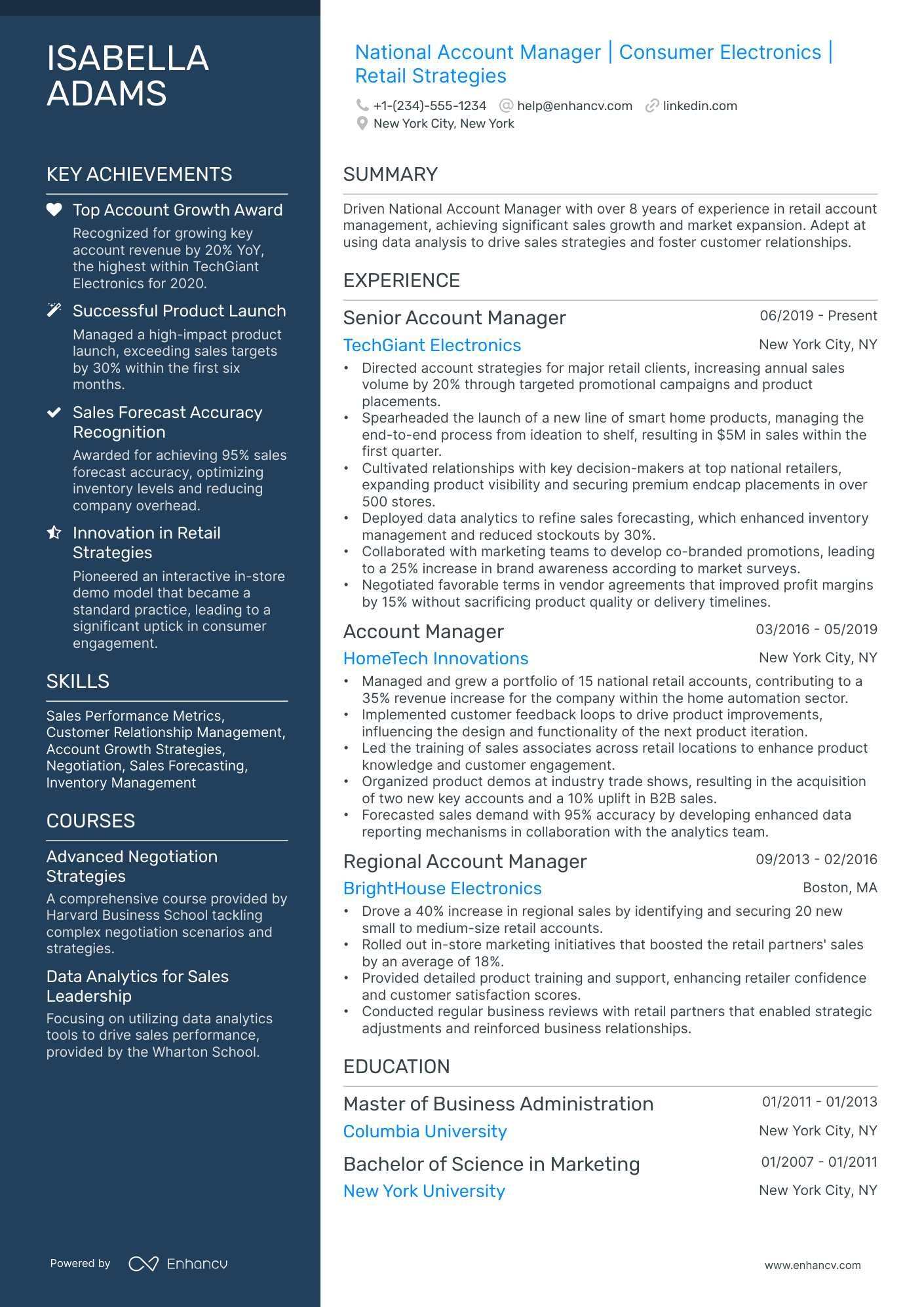 10 National Account Manager Resume Examples & Guide for 2026