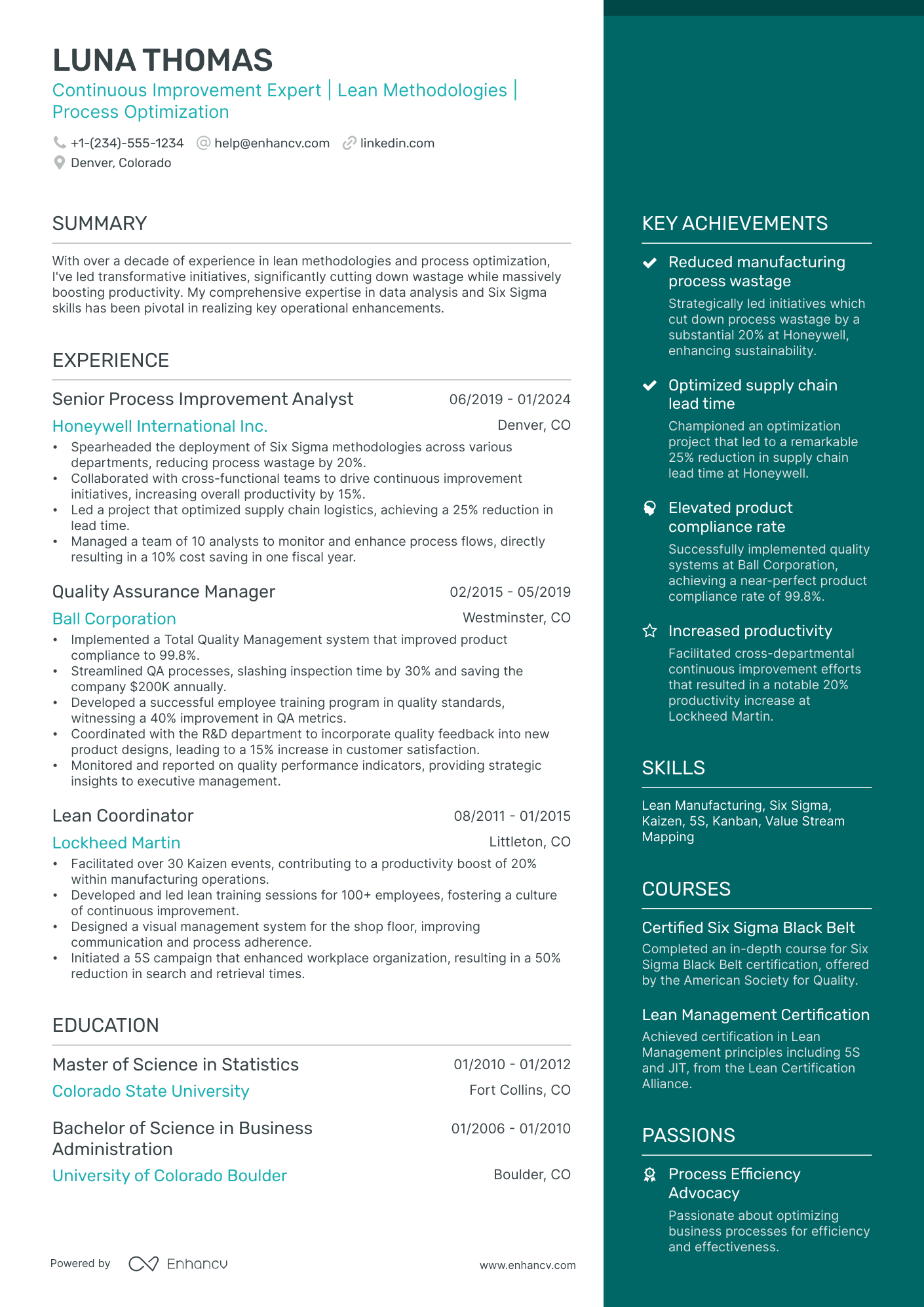 10 Continuous Improvement Manager Resume Examples & Guide for 2026